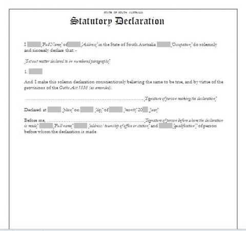 SA - Statutory Declaration (form) | DocDownload