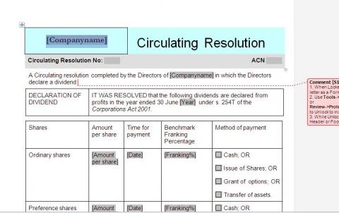 Circulating Resolution - Declare dividend | DocDownload
