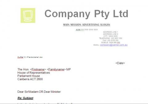 Letter to Member of Parliament (hon) (formal address) | DocDownload