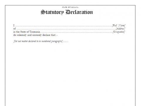Tas. - Statutory Declaration | DocDownload