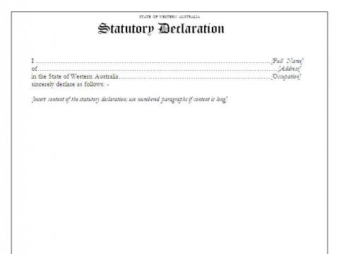 WA - Statutory Declaration (2pp - use pen - detailed list) | DocDownload